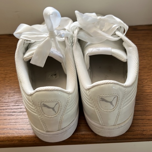 Puma | Shoes | Puma Sneaker In White Patent Leather And Ribbon Ties ...